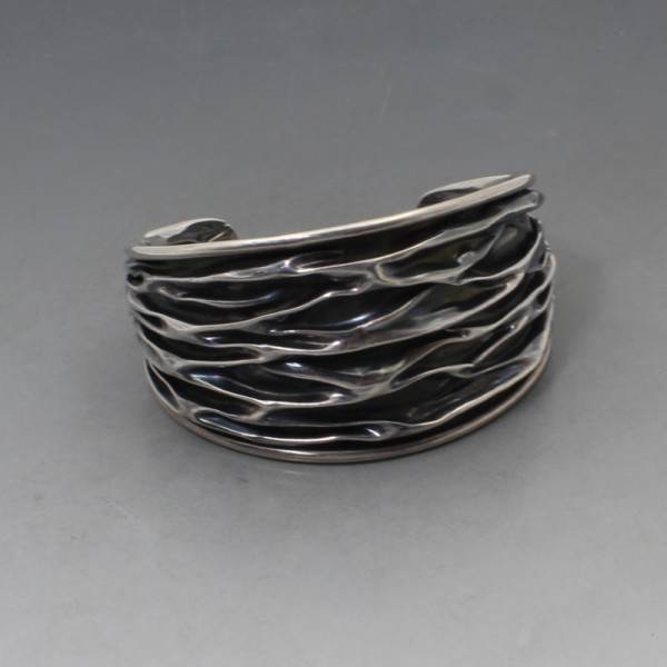Textured Silver Cuff Bangle