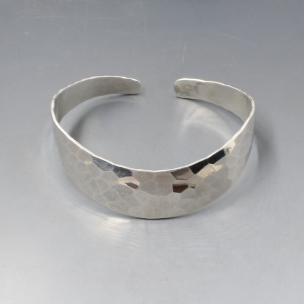 Hammered Silver Cuff Bangle