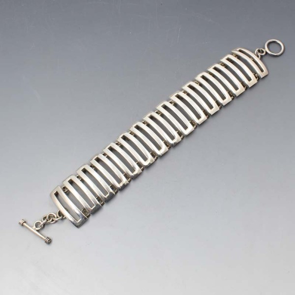 Heavy Modernist Silver Link Bracelet
