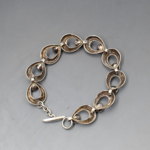 Herman Siersbol Silver Light Blue Crystal Flower Bracelet