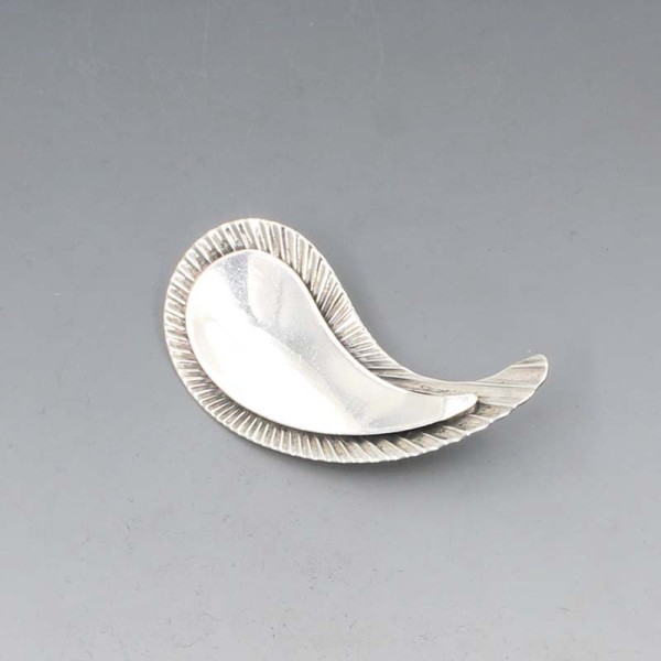 Hermann Siersbol Modernist Silver Curve Brooch