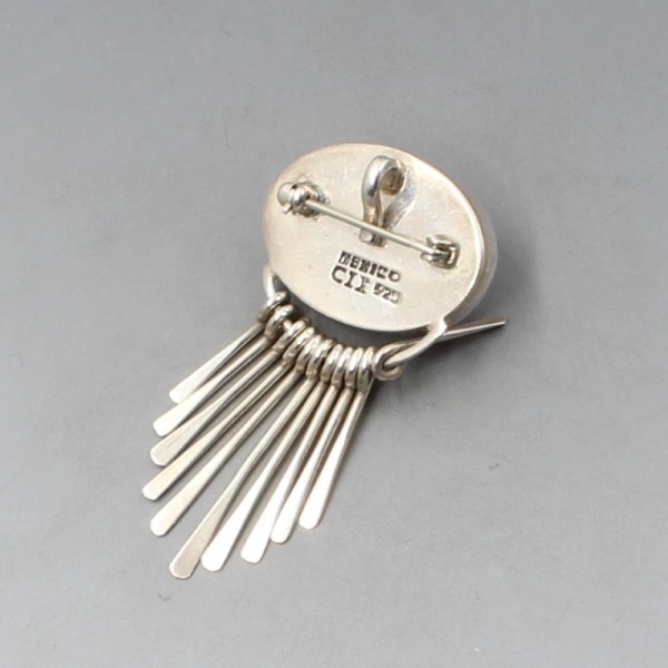 Red Jasper Silver Mexico Brooch