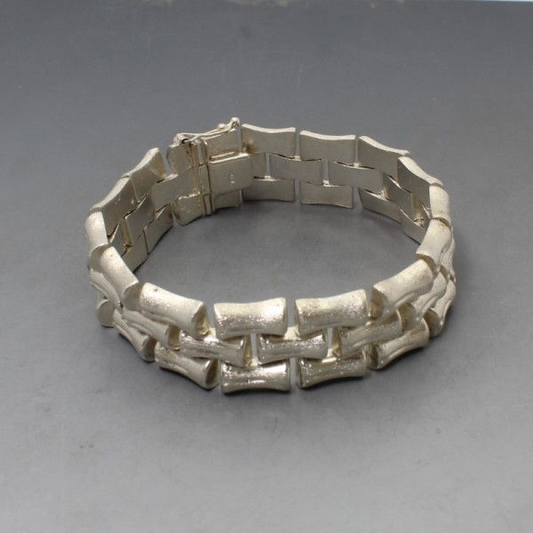 Bamboo Links 835 Silver Three Row Bracelet