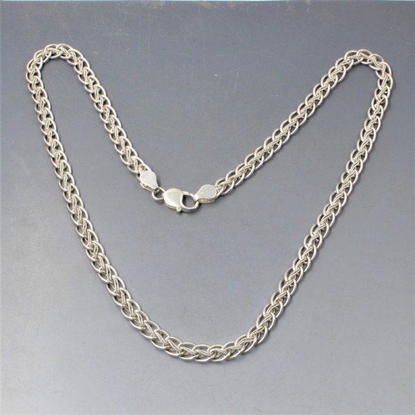 Decorative Silver Chain Necklace 21.5 Inches