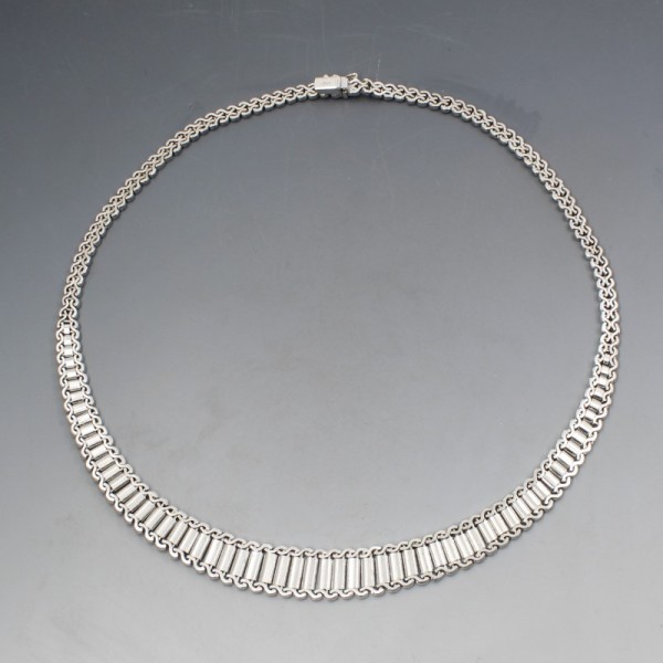 Flat Decorative Sterling Silver Necklace