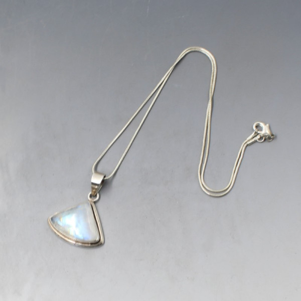 Moonstone Triangle Silver Pendant