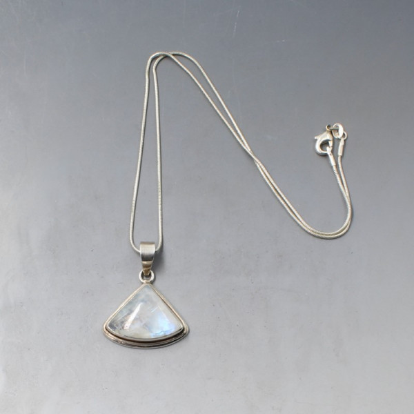Moonstone Triangle Silver Pendant