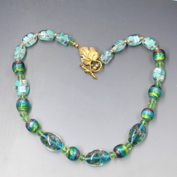 Blue/Green Venetian Beads Necklace