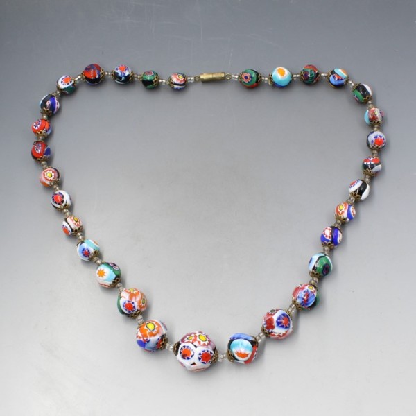 Venetian Millefiori Bead Necklace 19 Inches