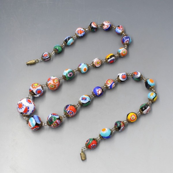 Venetian Millefiori Bead Necklace 19 Inches
