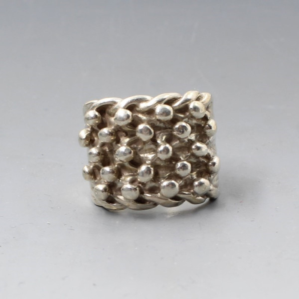 Chunky Modernist Silver Ring Size P